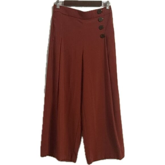 Zara | Pants & Jumpsuits | Zarawideleg Pants In Deep Rust | Poshmark